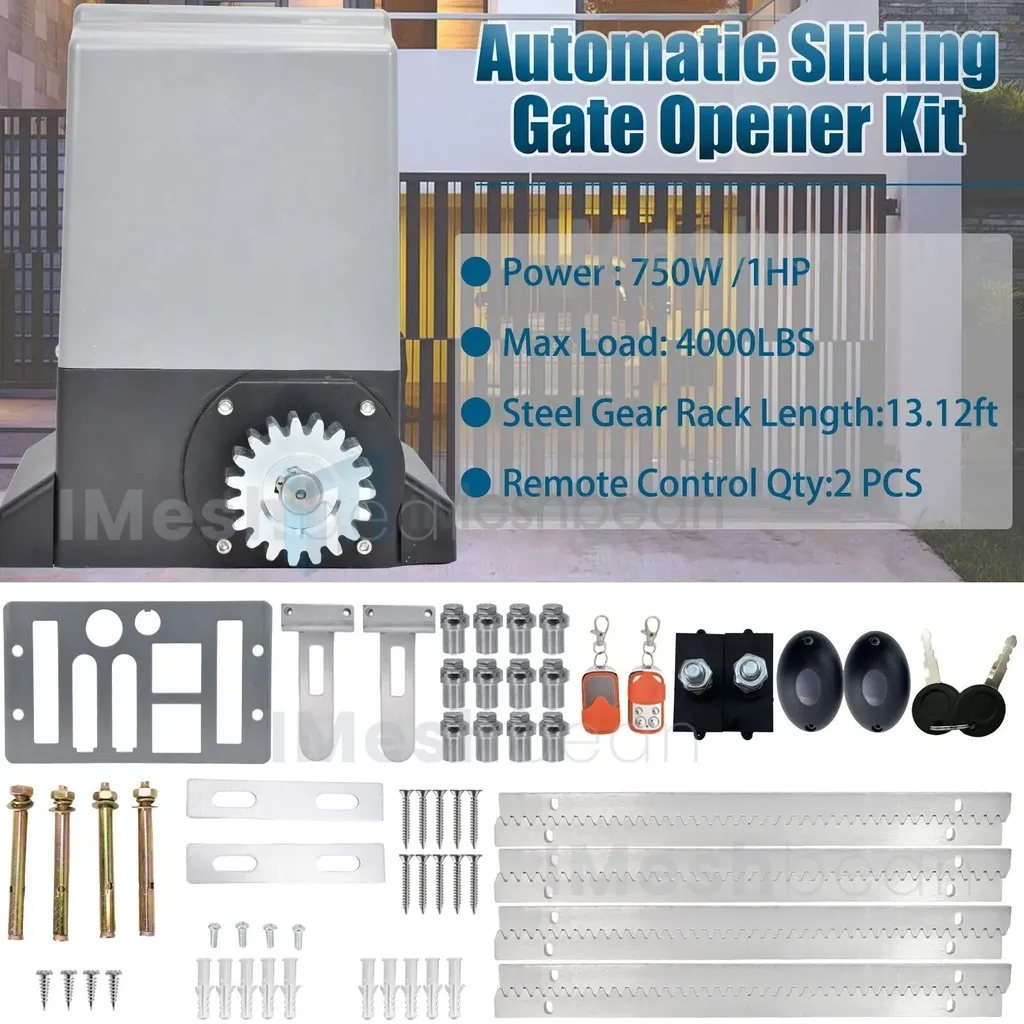 750w Rack Driven Sliding Gate Opener 4000lbs 2 Remotes Controls 13.12FT ...