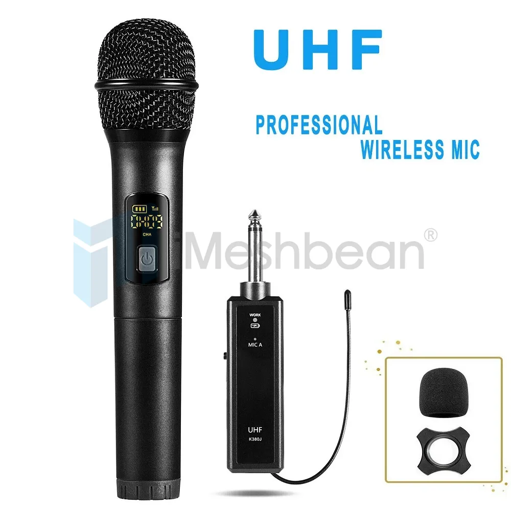 UHF Wireless Handheld Dynamic Mic Studio Vocal Microphone+Rechargeable ...