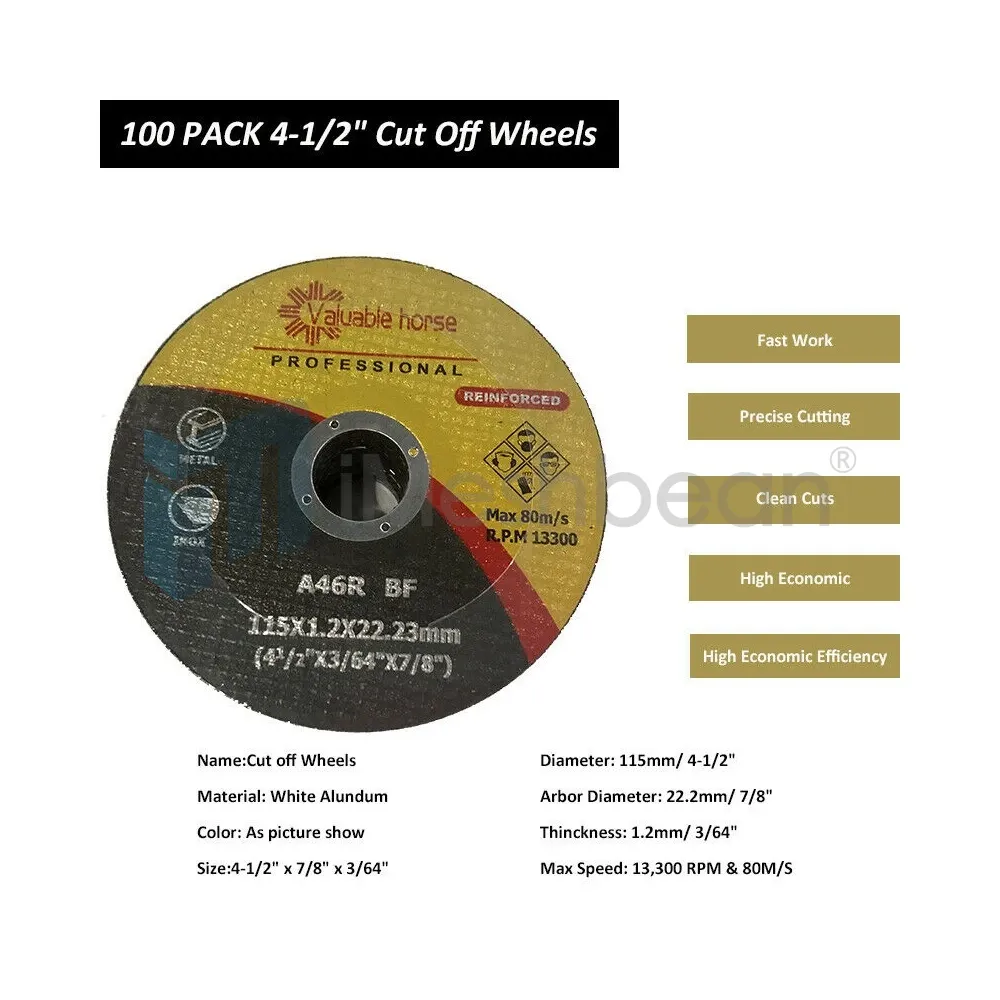 100 PACK Cut Off Wheels 4-1/2" Metal Stainless Steel Angle Grinder ...
