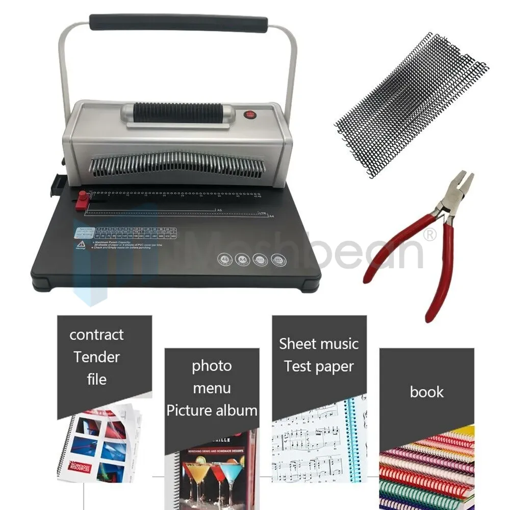 Electric Coil Spiral Binding Machine 46 Holes Spiral Coil Book Binder
